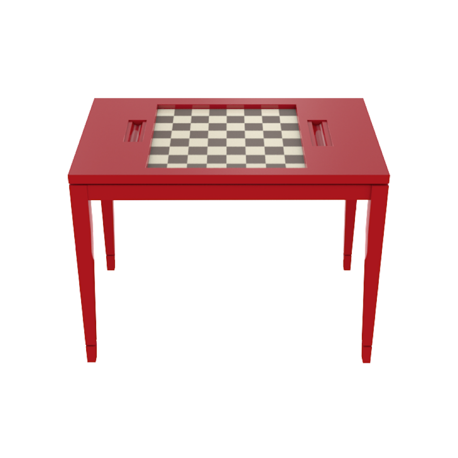 Chess Table Set | Lacquer Finish Leather Board | Made in USA